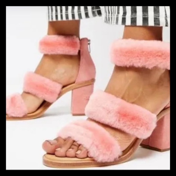 UGG | Shoes | Sexy Pink Kitten Ugg Del Rey Fluff Fur Strap Heels | Poshmark